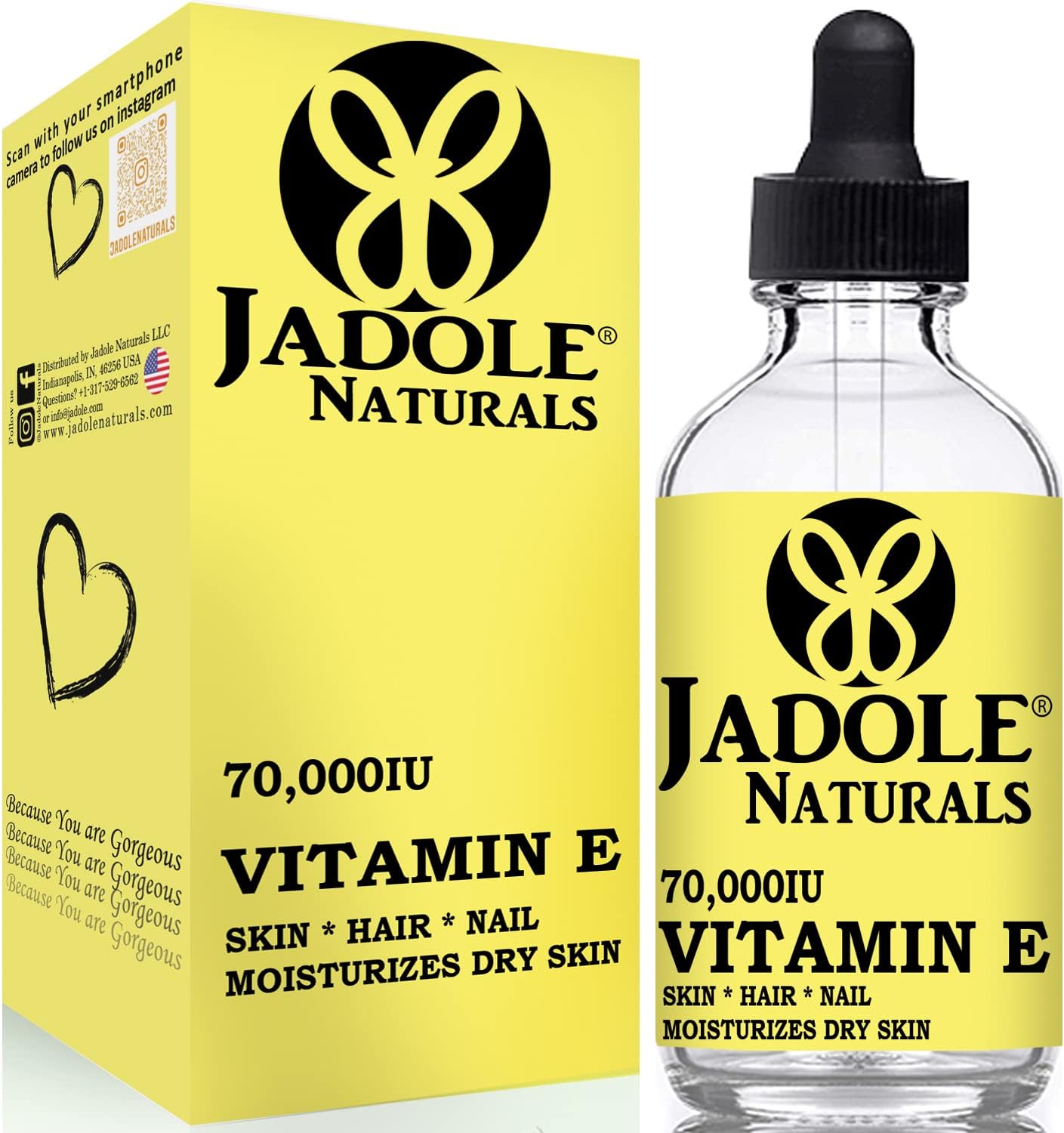 Jadole Naturals Naturals Vitamin E Oil 70,000 IU 3.8 FL.oz. 115ml : Buy ...