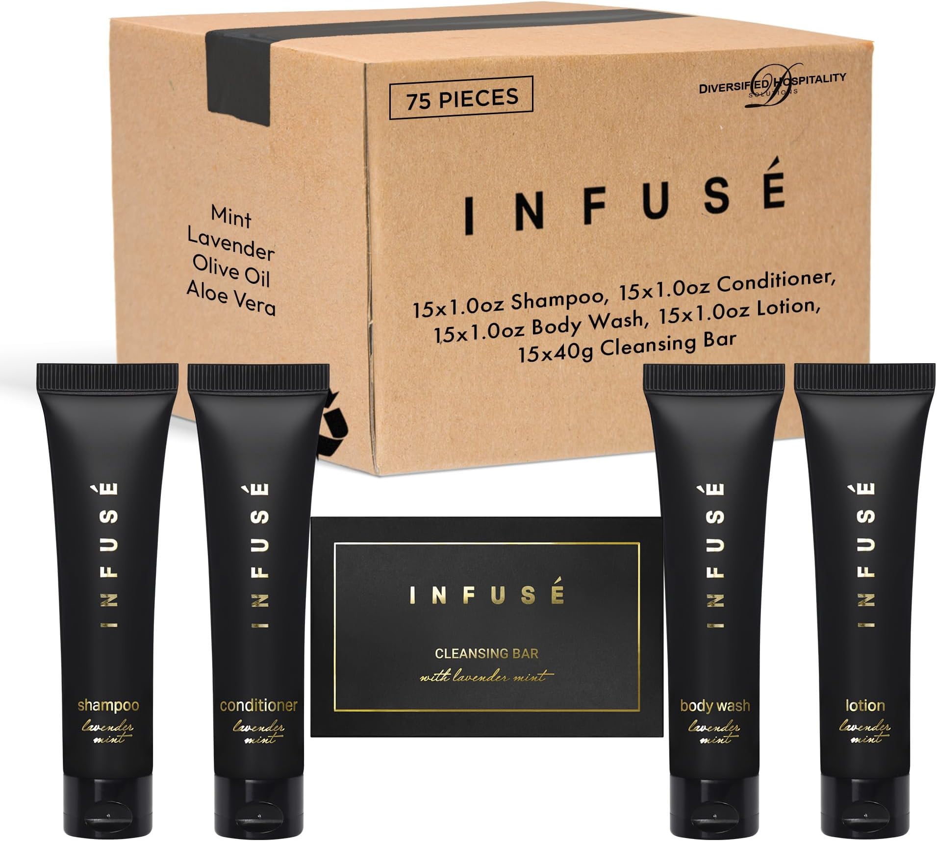 Amazon.com : Infuse Black Hotel Soaps and Toiletries Bulk Set | 1 ...
