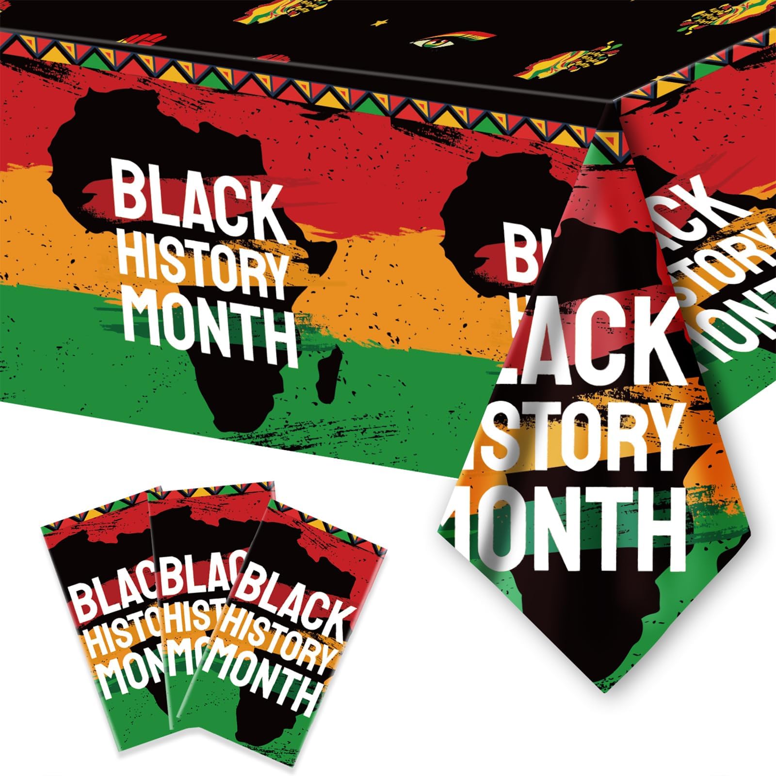 Amazon.com: 3 Pack Black History Month Tablecloth Decorations Afro ...