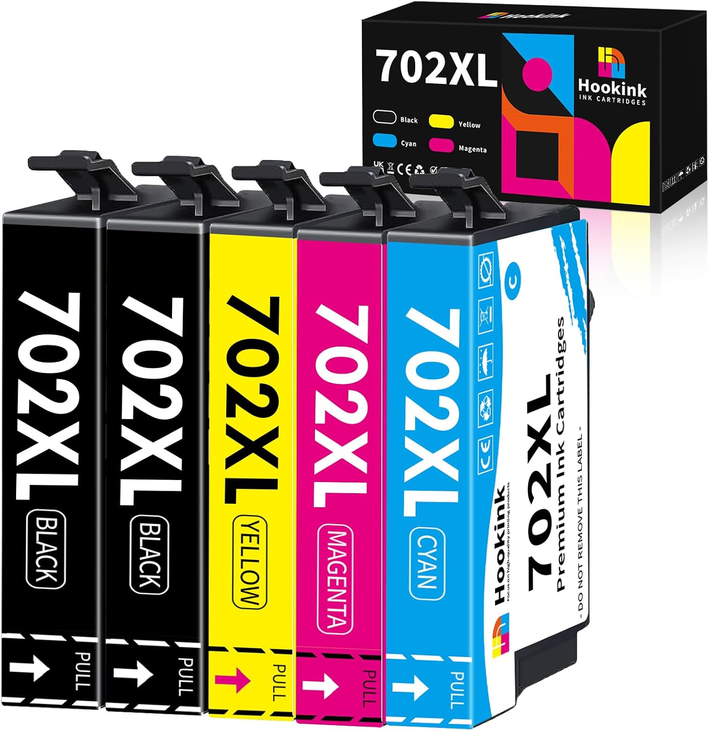 5-Pack 702 XL Ink Cartridges Replacement for Epson 702XL Ink Cartridges ...