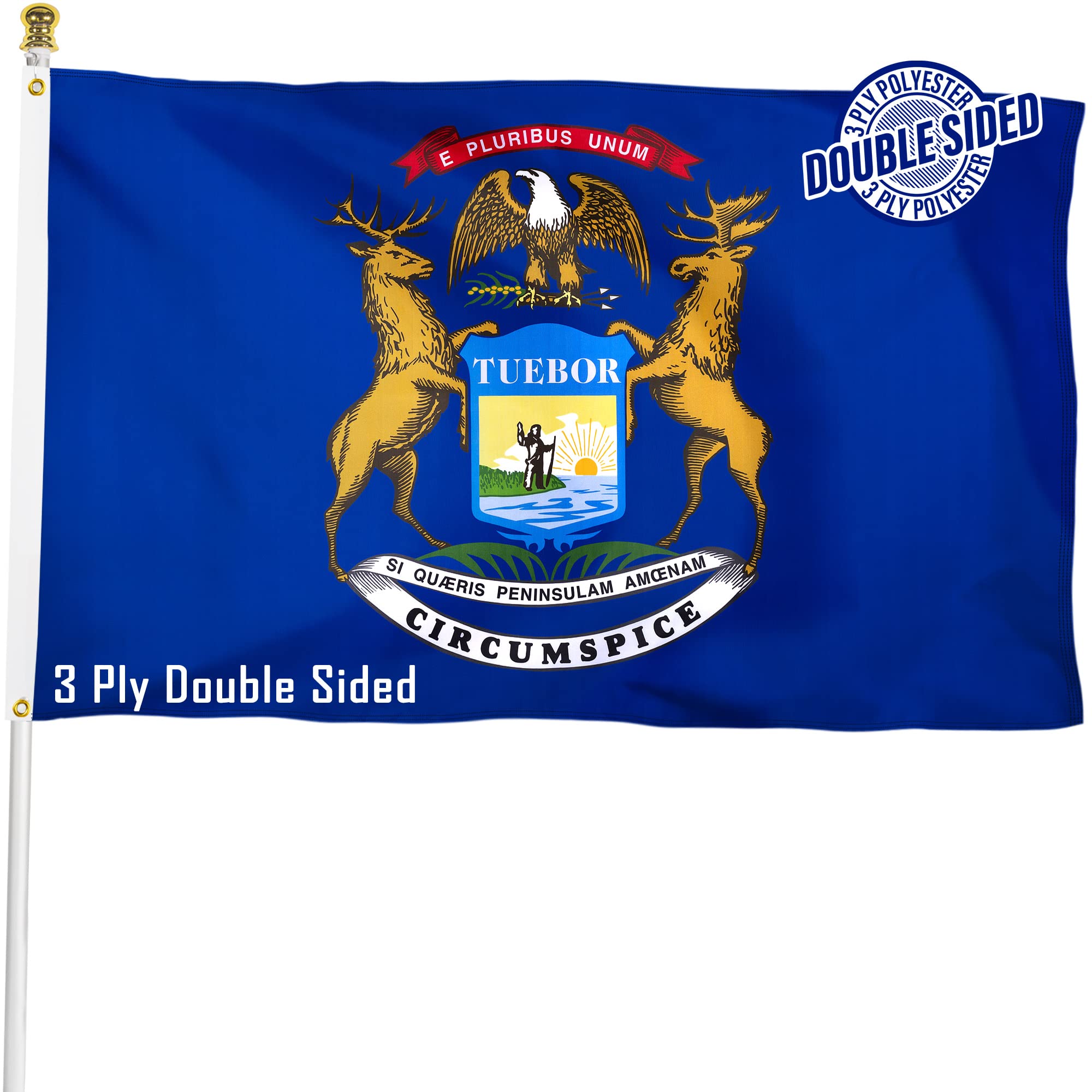 Amazon.com : XIFAN Double Sided Michigan State Flag 3x5 ft, Heavy Duty ...