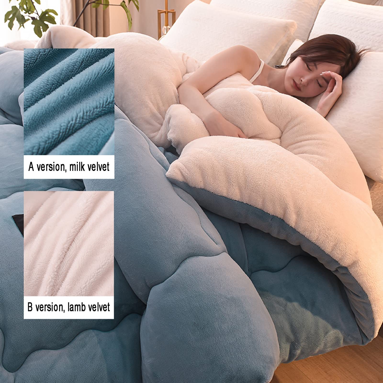 Super Soft Velvet Plush Comforter - Ultra Warm Winter Quilt With Lamb ...