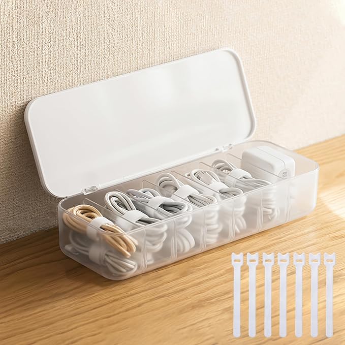 Amazon.com: PAVSTINE Cable Organizer Storage Box with 7 Wire Ties ...
