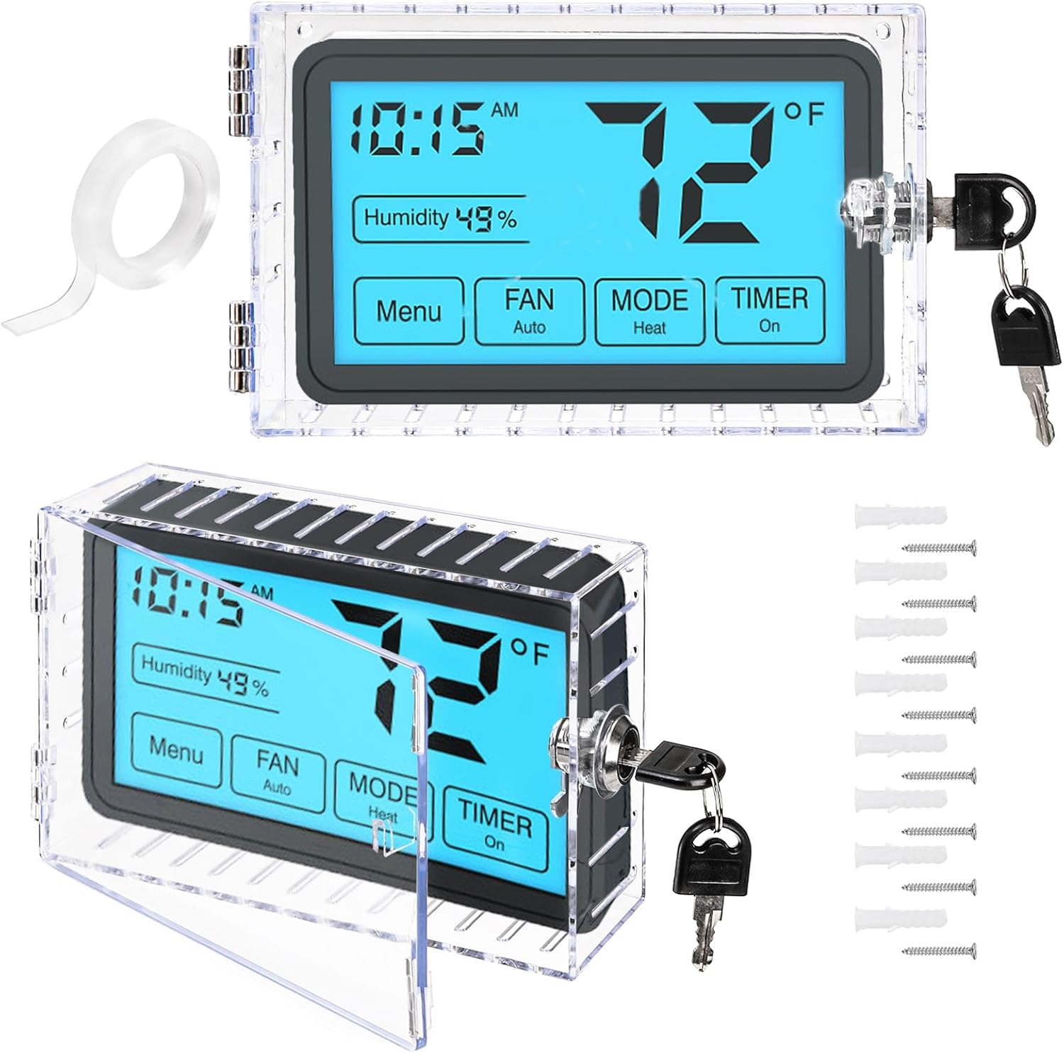 Amazon.com: ZEAYEA 2 Pcs Universal Thermostat Lock Box with Key, Clear ...