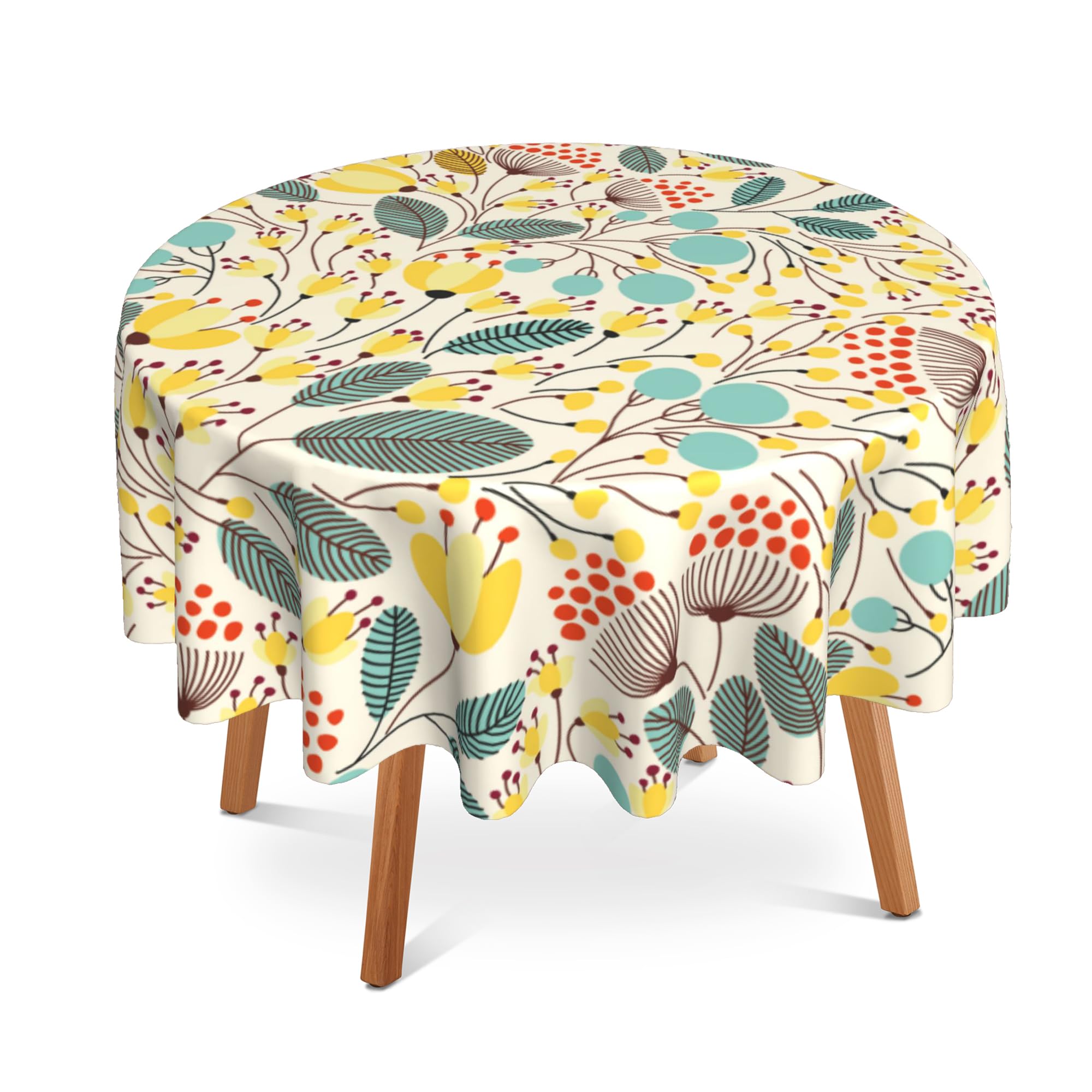 Amazon.com: UIUPRO Floral Round Table Cloth 60 Inch,Beautiful Herbs ...