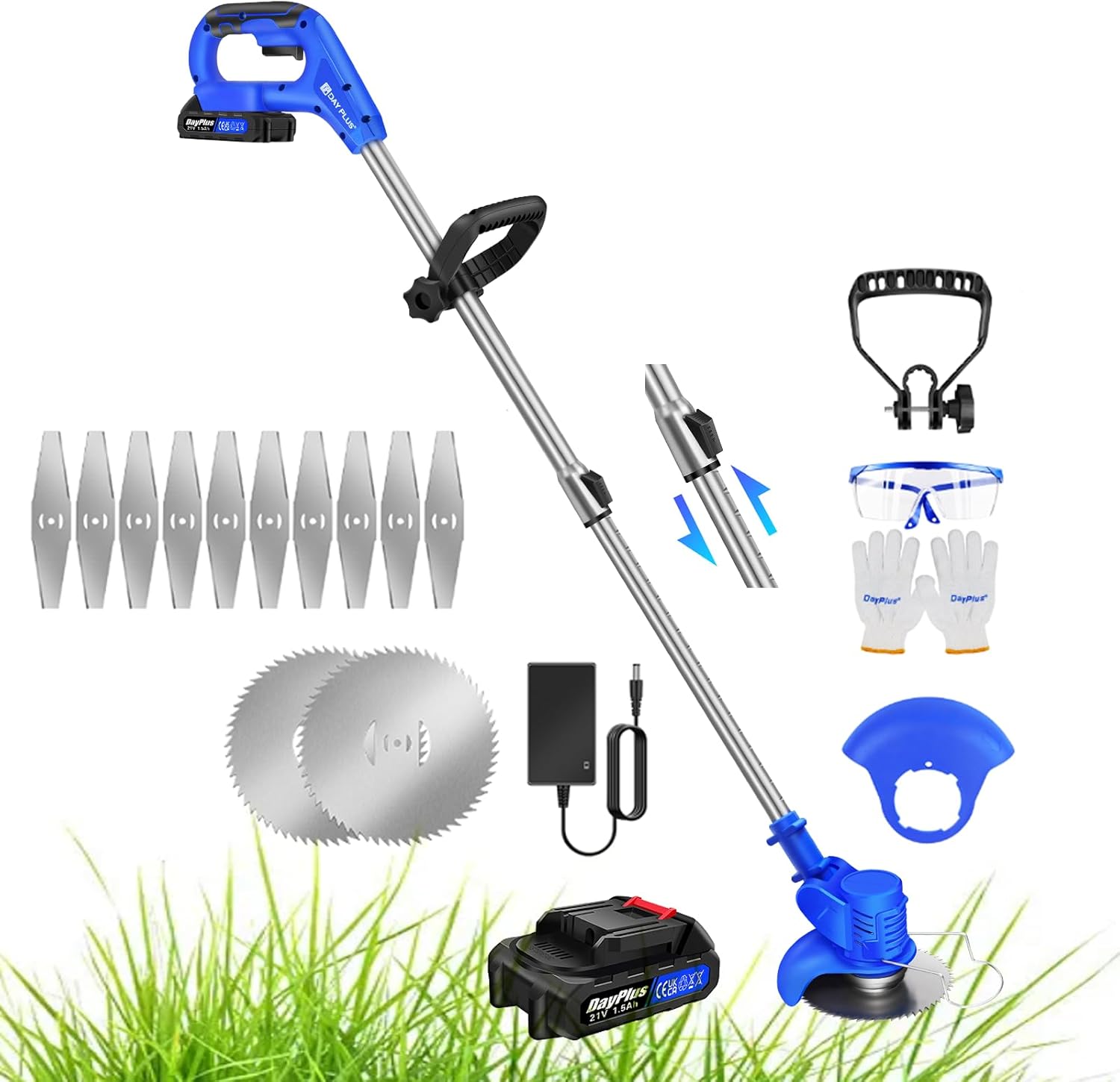 21V Electric Strimmer Lithium-Ion Cordless Electric Weed Sweeper, 1HR ...