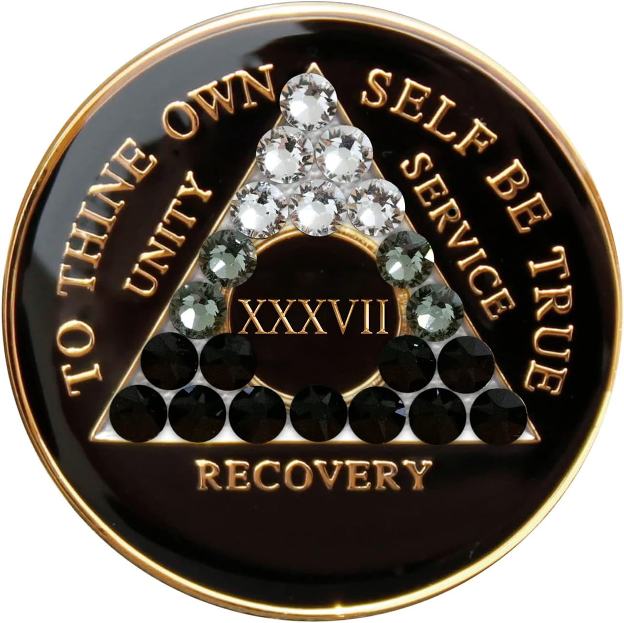 Amazon.com: Recovery Mint 37 Year Black Transition with Crystals Tri ...