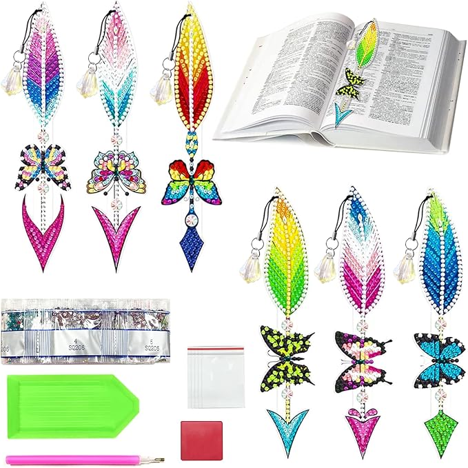 Diamond Painting Bookmarks 5D DIY Diamond Art Painting Feather ...