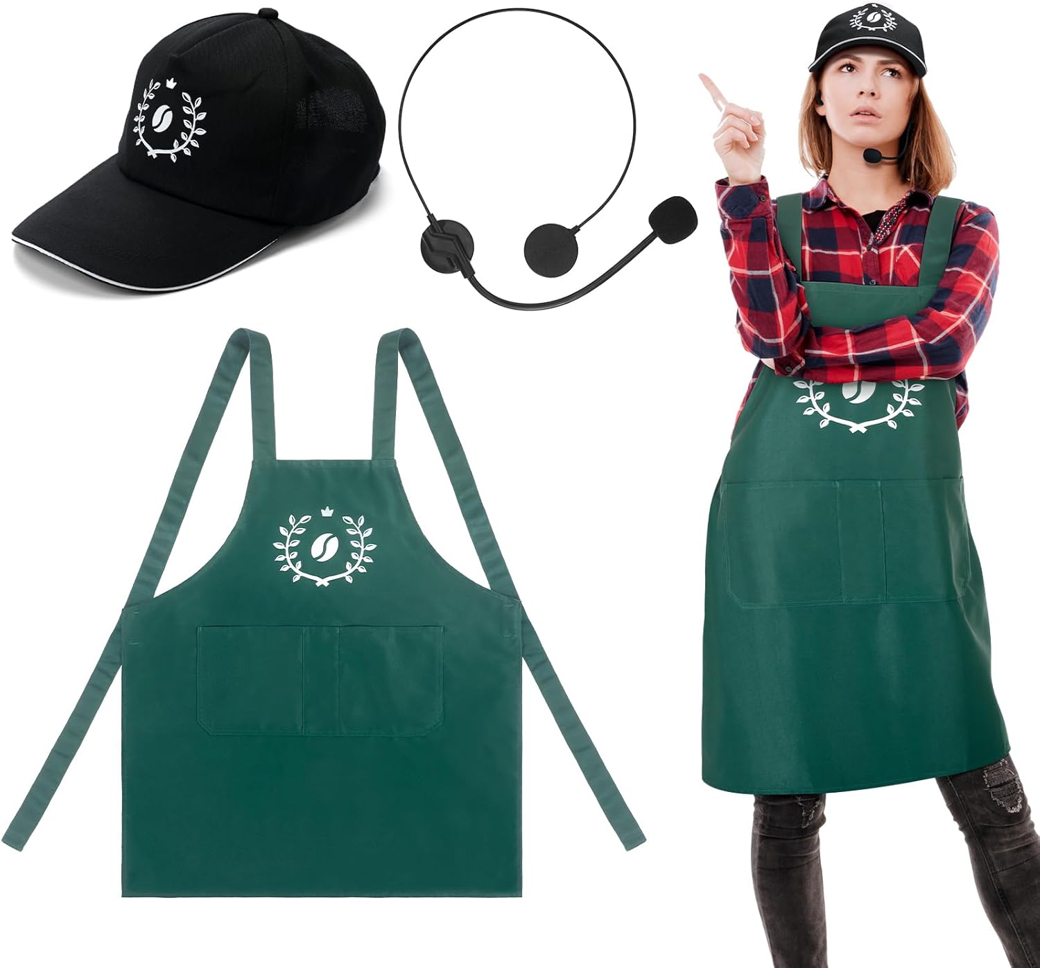 Amazon.com: Liitrsh Barista Apron Halloween Costume with Hat and ...