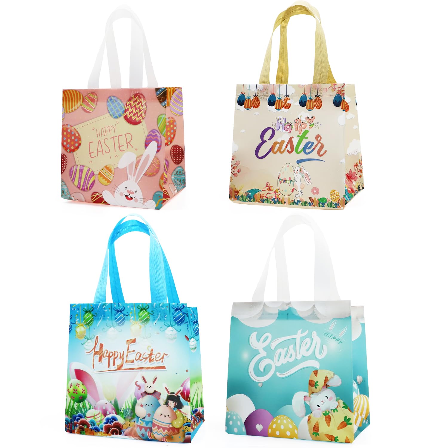 CHEERYMAGIC Easter Tote Bags with Handles, 4 Pack Easter Non-Woven ...