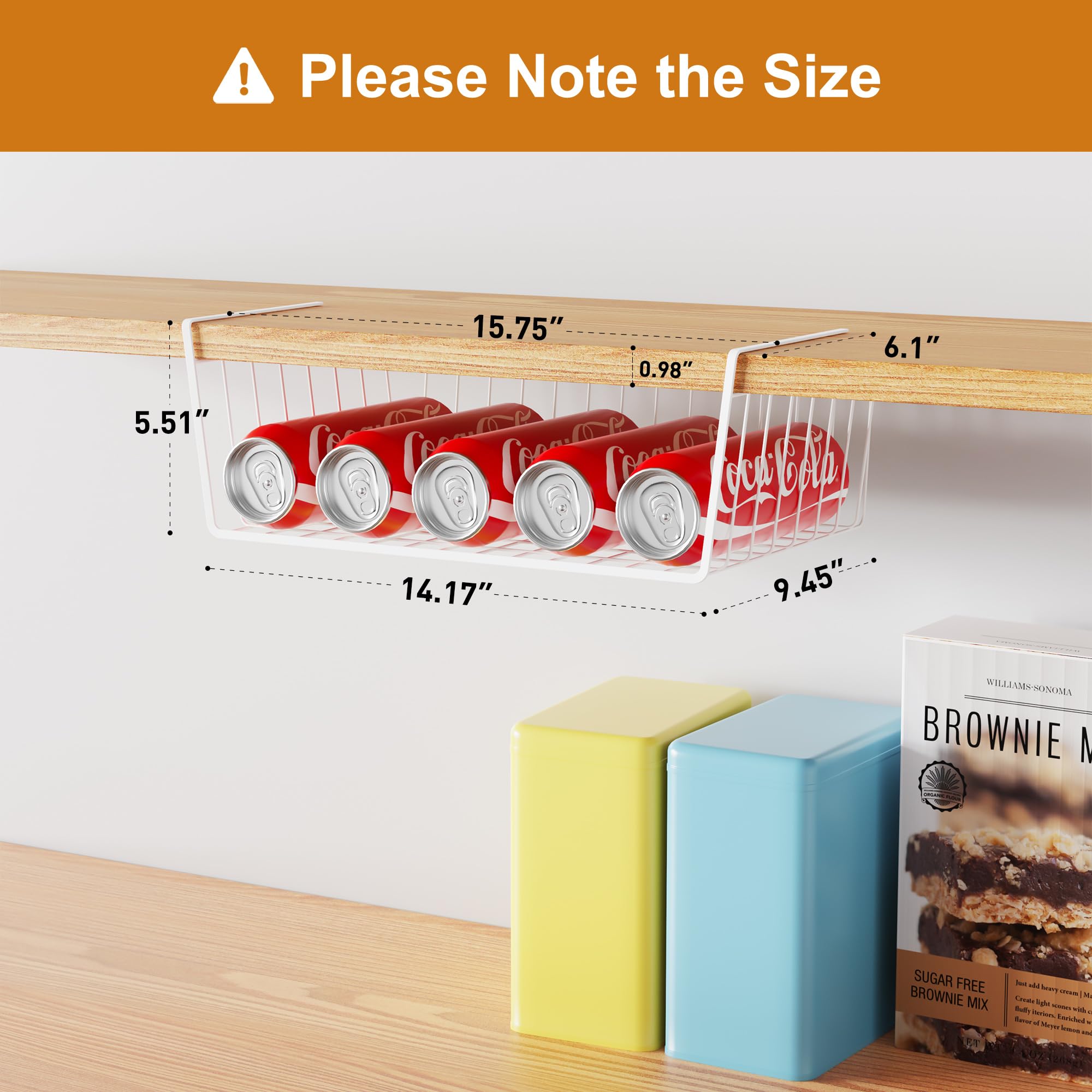 Bellsal Under Shelf Basket, 6 Pack Metal Hanging Wire Shelf Under Shelf ...