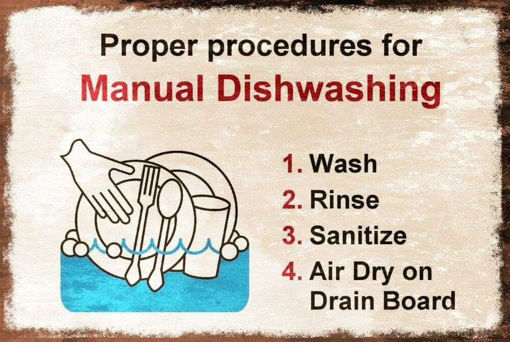 Amazon.com: Manual Dishwashing Procedure Information Sign Aged Look ...