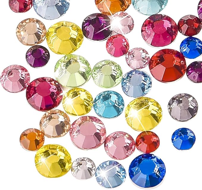 Amazon.com: WXJ13 3 Sizes Flatback Rhinestones Mixed Colors Resin Round ...