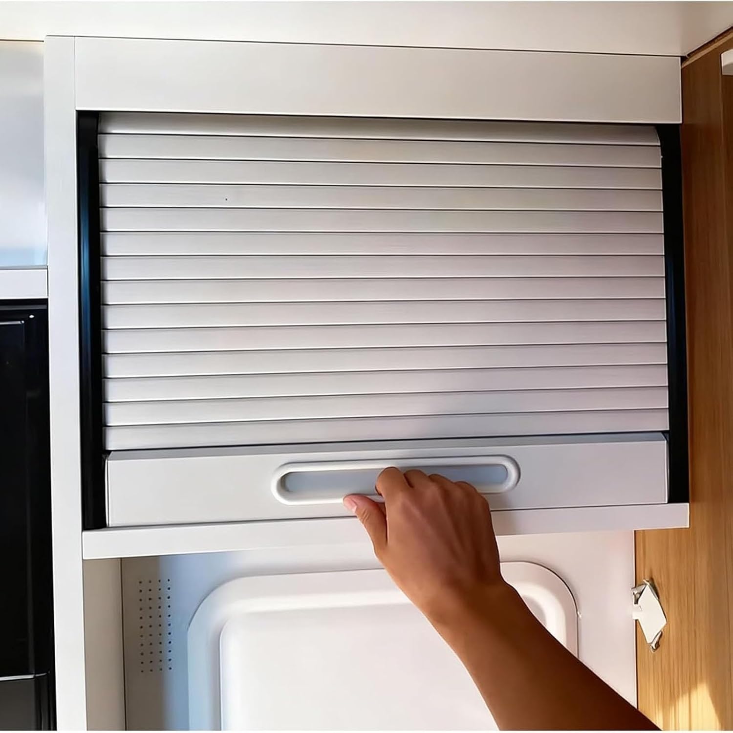 Space-Saving Tambour Door, Sliding Foldable Door with Handle, Plastic ...