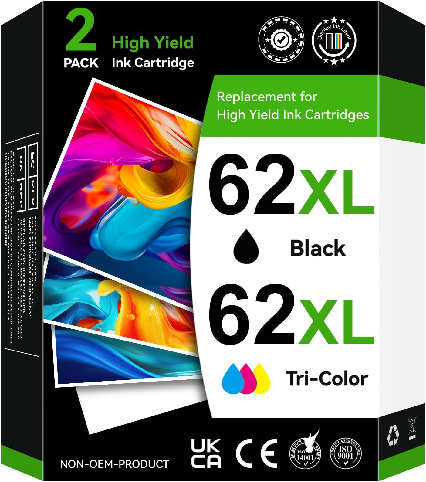 Amazon.com: HP Original 62 Tri-Color / 62XL Black Ink Cartridges (2 ...