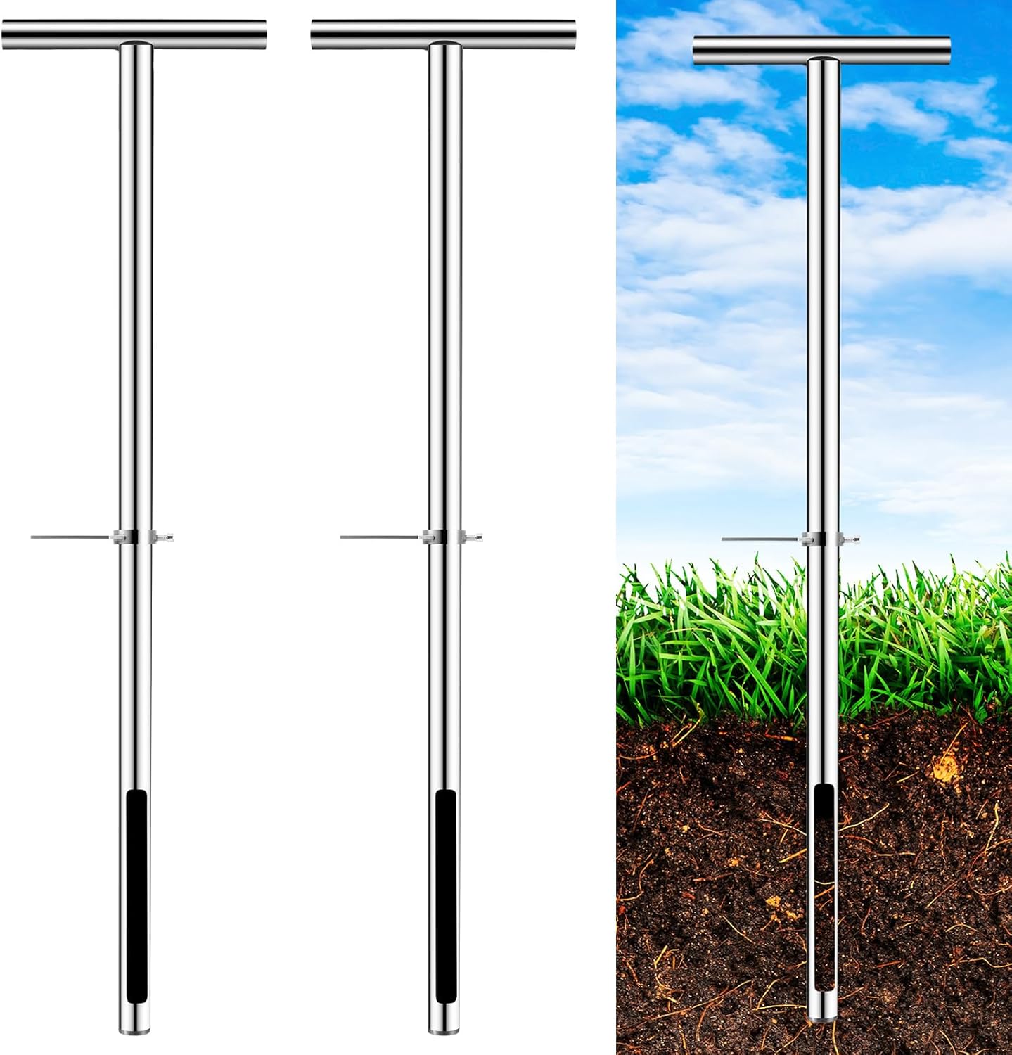Amazon.com: Kanayu 2 Pieces 35.4 Inch Stainless Steel Soil Sampler ...