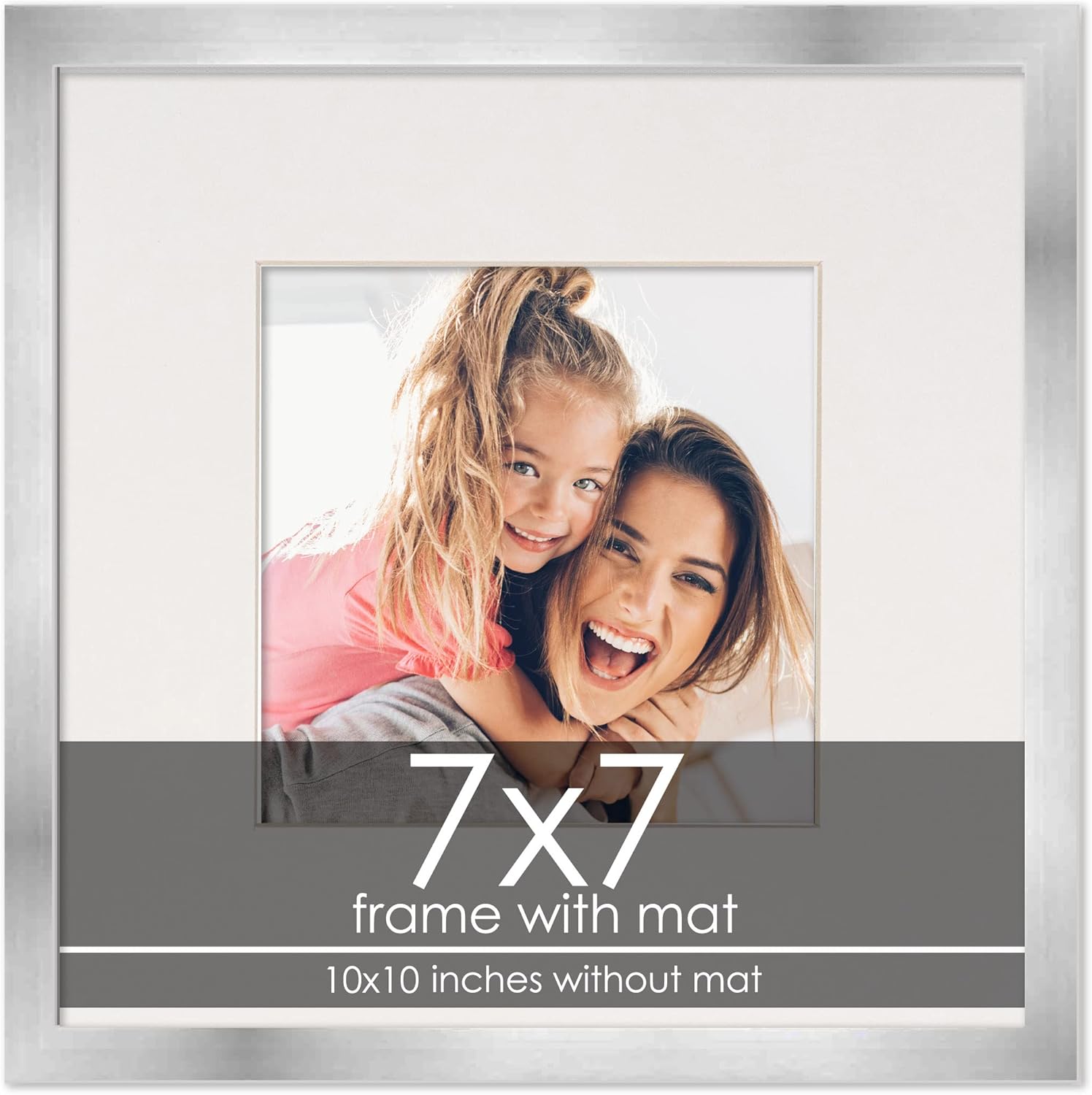 Amazon.com - 7x7 Frame with Mat - Silver 10x10 Frame Wood Made to ...