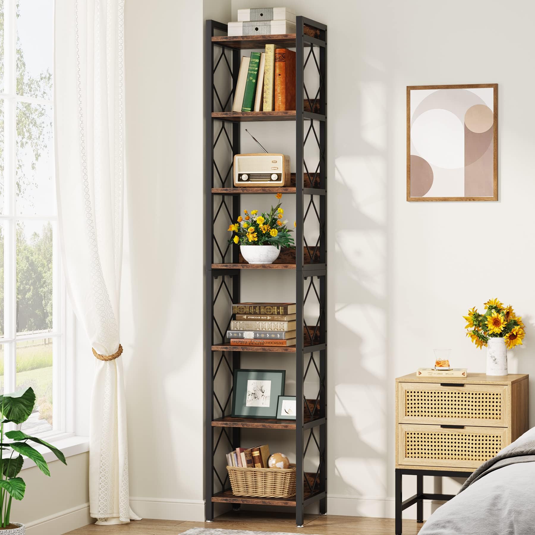 Amazon.com: Tribesigns 78.7 Inch Extra Tall Narrow Bookshelf, 7 Tier ...