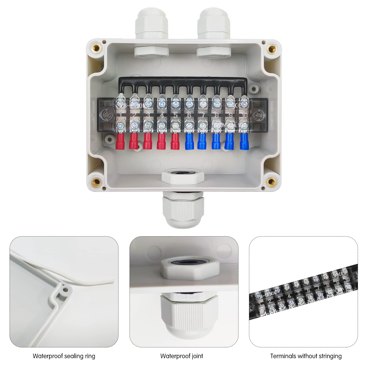 WACH AUF Waterproof Junction Box IP66 1 In 2 Out Junction Box With Din ...