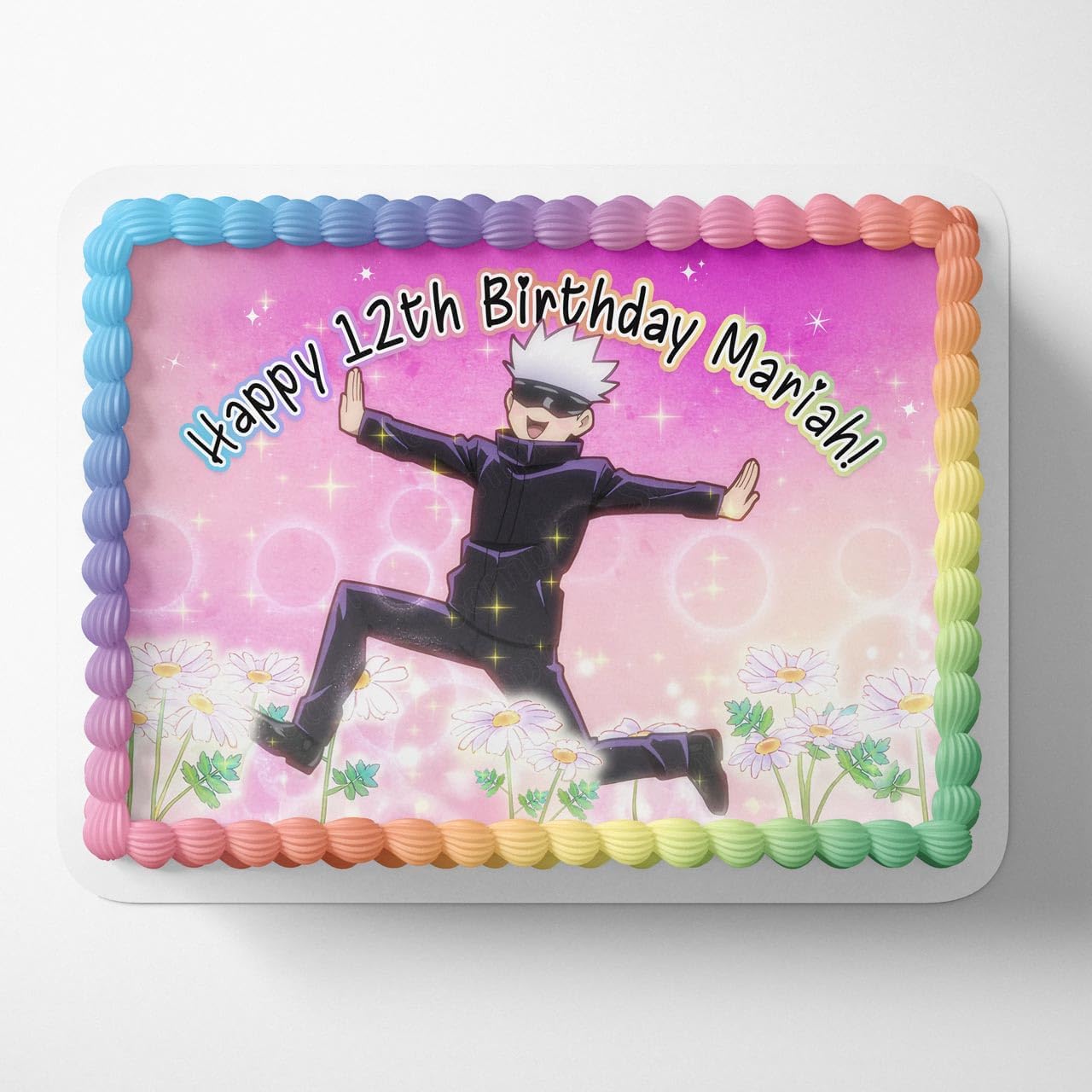 Amazon.com: Cakecery Juyutsu Kaizen Gojo Flower Scene Meme Edible Cake ...