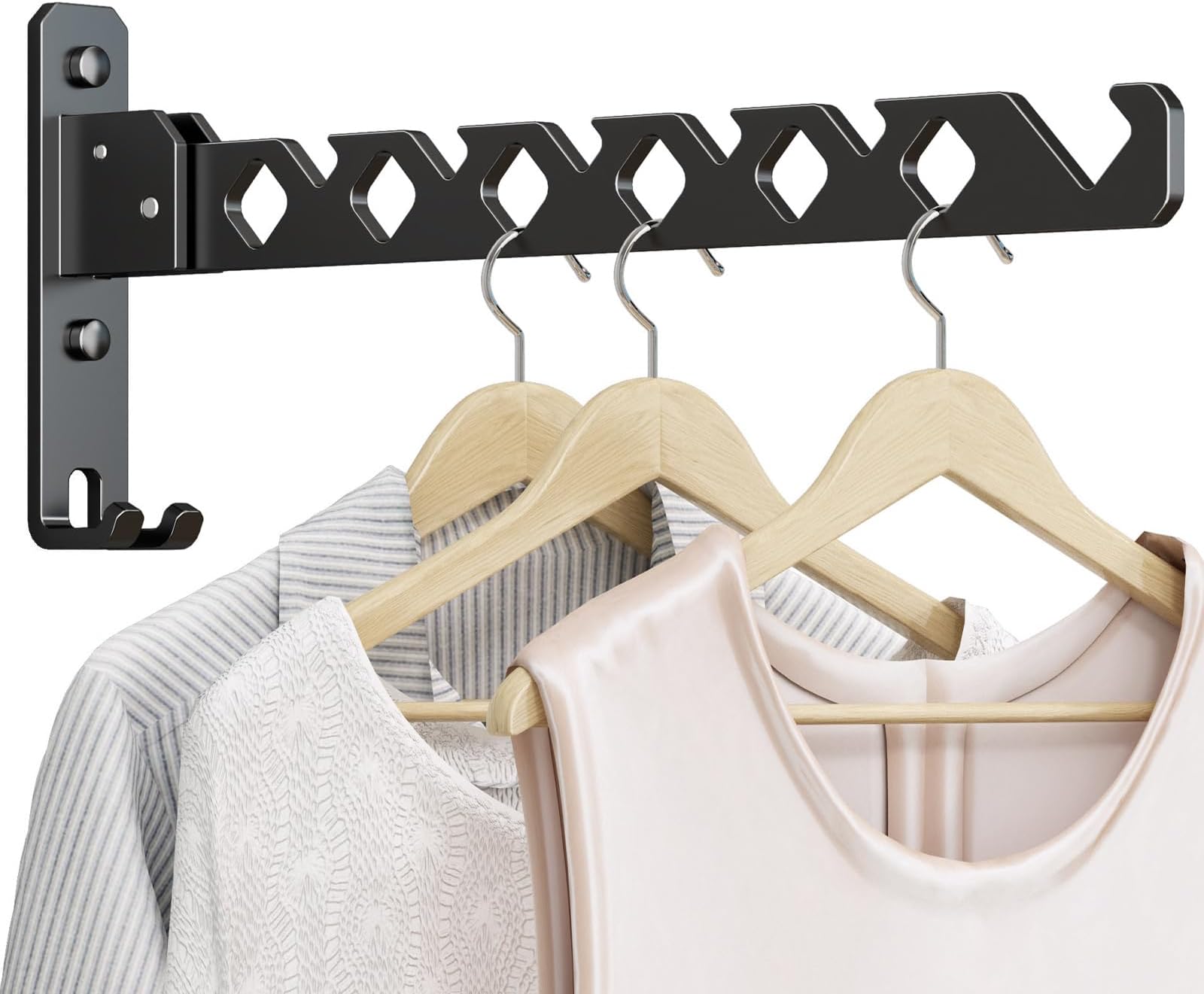 Amazon.com: Coloch 2 Pack Wall Mounted Clothing Drying Rack, Metal Coat ...