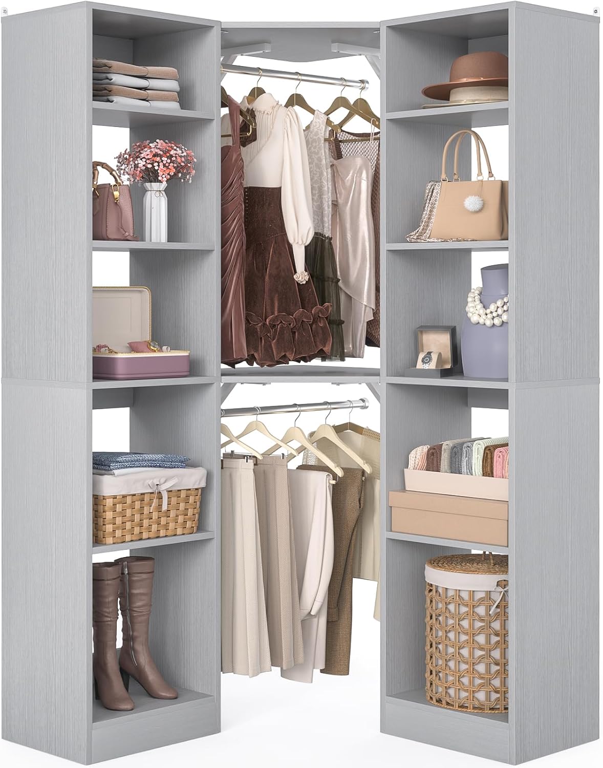 Amazon.com: Besiost Corner Closet System with 12 Shelves, 39.2" Corner ...