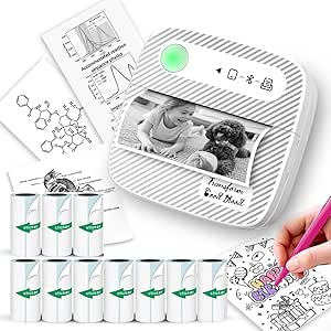 Amazon.com: Mini Printer, Sticker Printer with 10 Rolls Sticker Paper ...