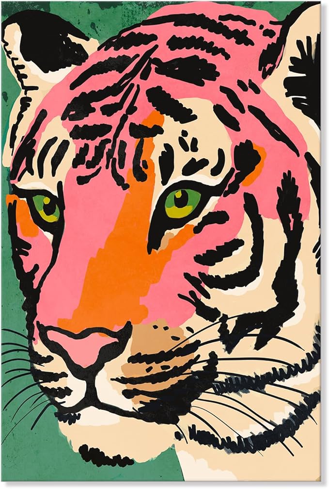 Amazon.com: 7CANVAS Pink Tiger Canvas Wall Art Wildlife Animal Painting ...