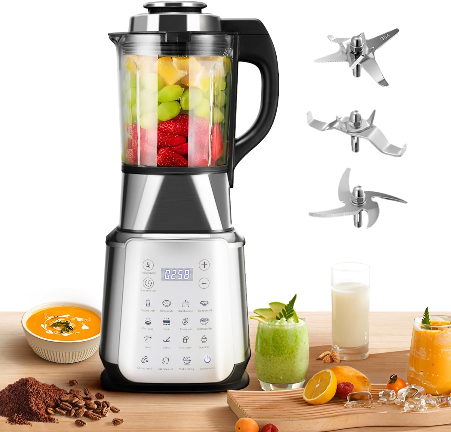 Amazon.com: Moongiantgo Cooking Blender Hot Cold with 3 Removable ...
