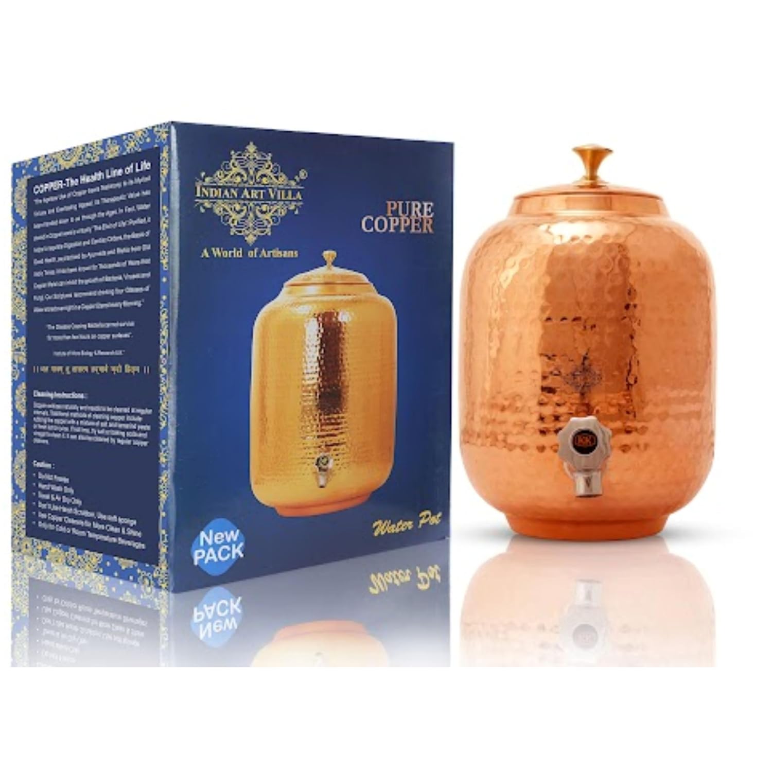 Buy Indian Art Villa Copper Water Dispenser Pot Container, for Storage ...