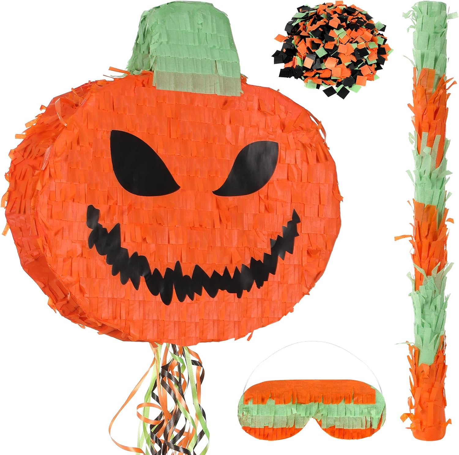 Amazon.com: QOUBAI Halloween Pumpkin Pinata Party Pull String Orange ...