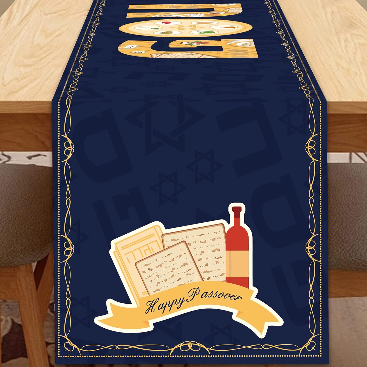 Amazon.com: RFM4S Passover Decorations Passover Table Runner 13.6*72 ...