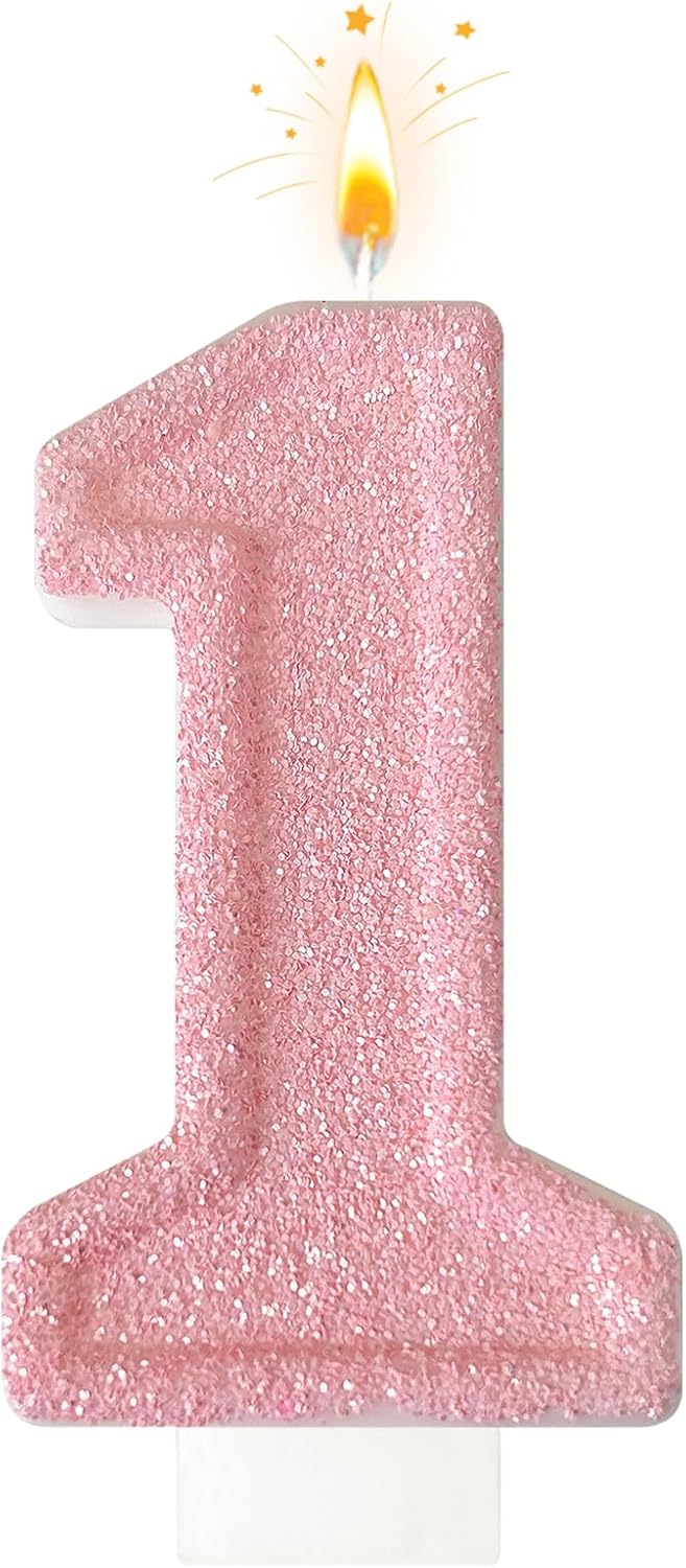 Amazon.com: laackys Pink Birthday Candles, Romantic Cake Pink Number ...