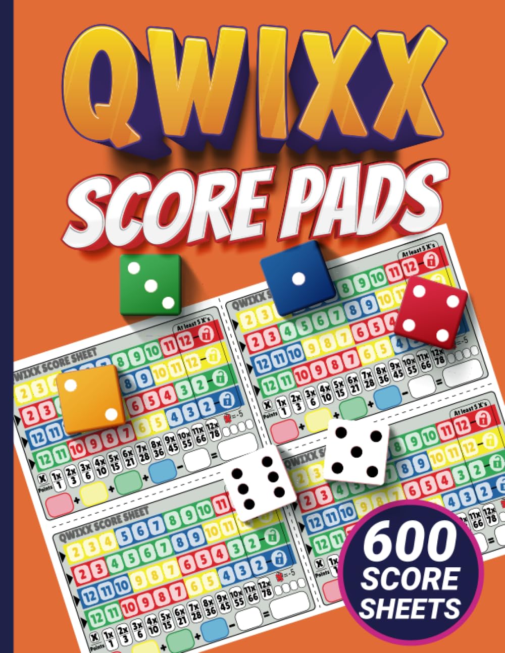 Qwixx Score Pads: Large Colored Pad For board Game, 8.5"x11" 600 Sheets ...