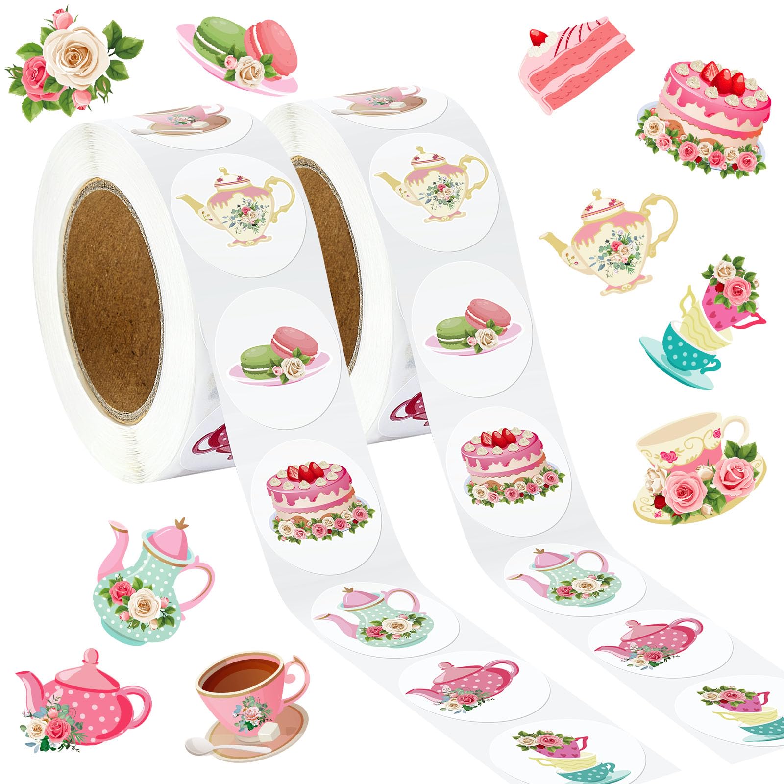 Amazon.com: Tenceur 1000 Pcs Tea Party Assorted Stickers Floral Tea ...