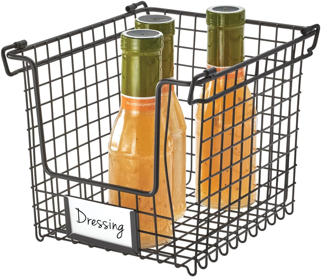mDesign Wire Basket for Cupboards or Shelves – Practical Storage Box ...
