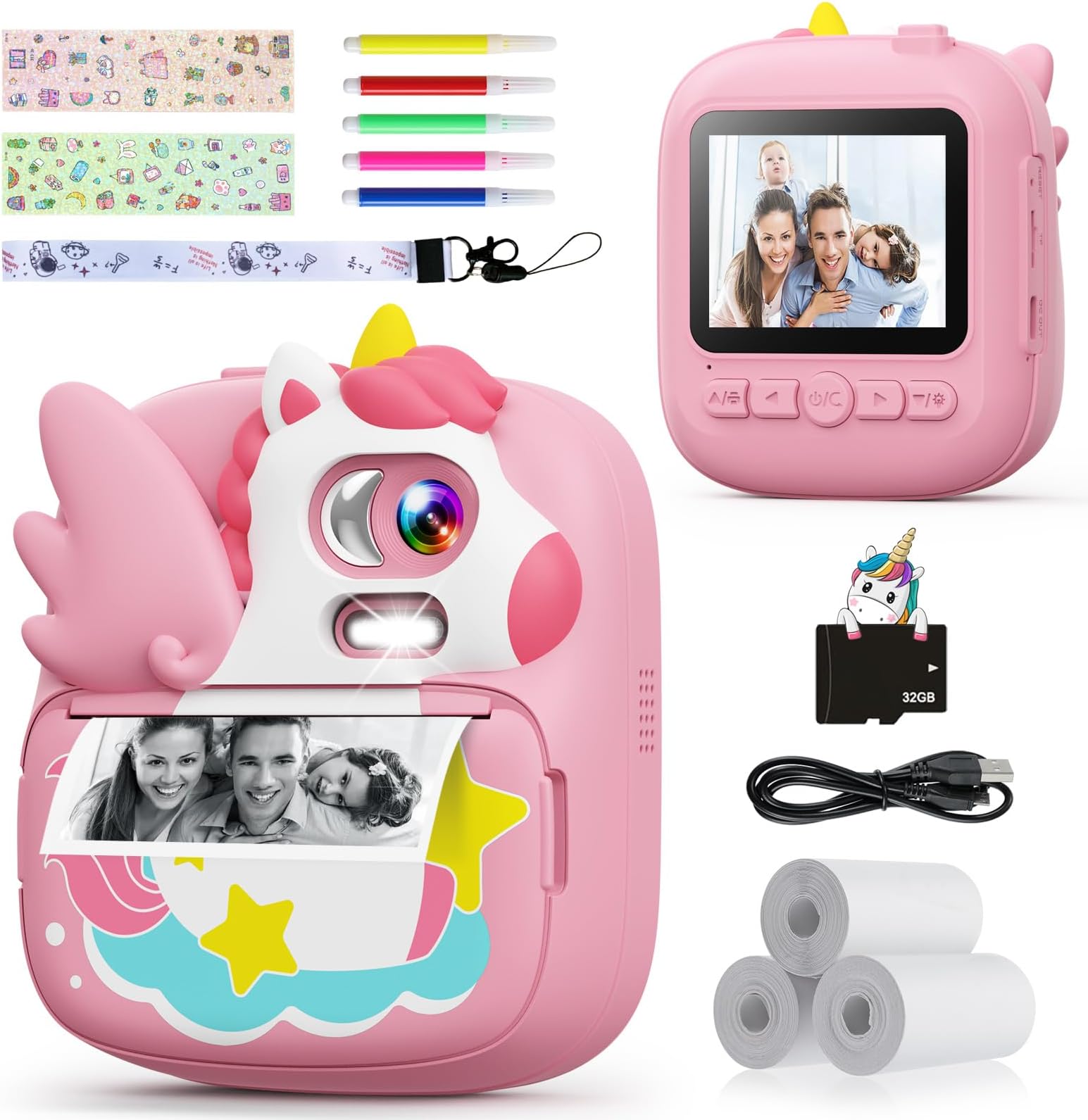 Kinderkamera Sofortbildkamera, CAMCLID 2,4 Zoll Digitalkamera Kinder ...