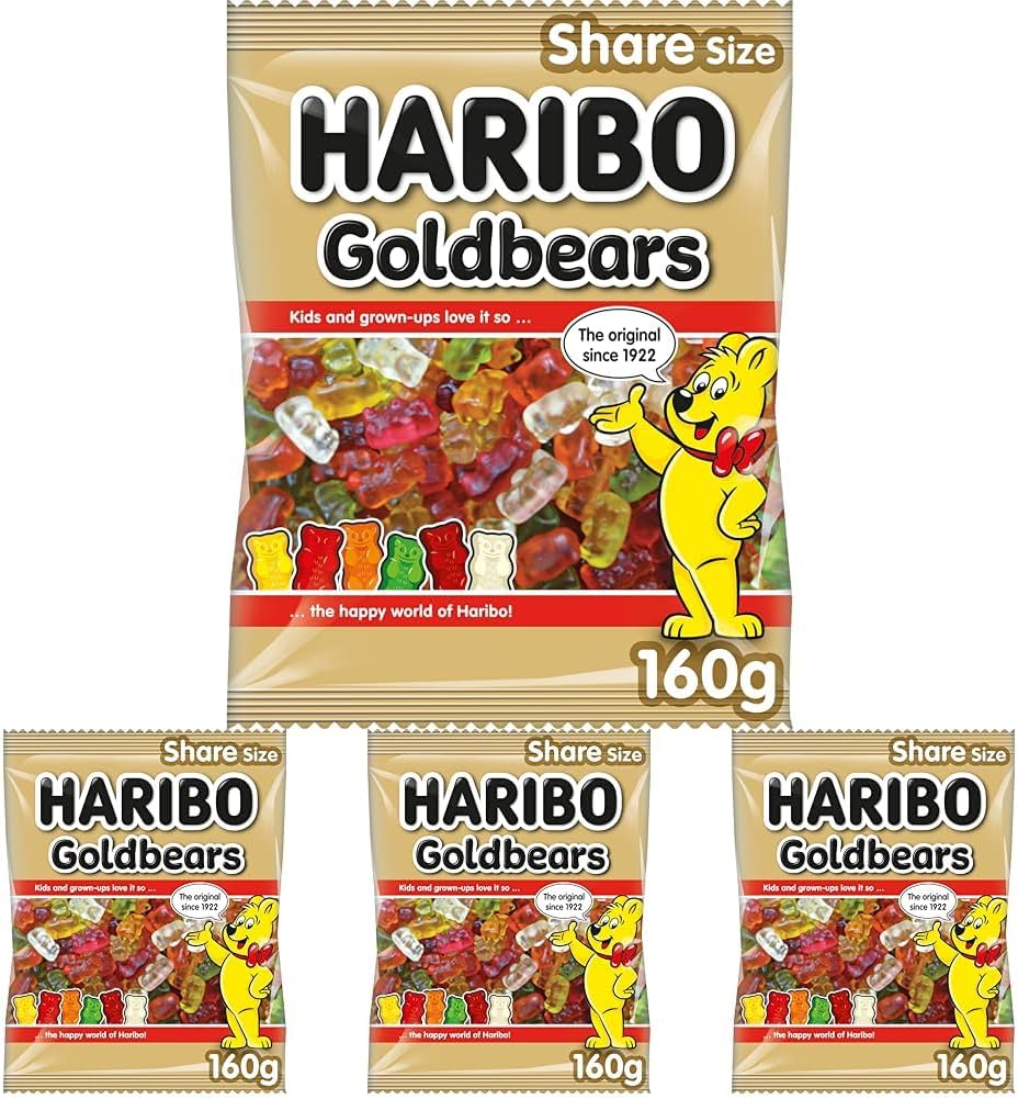 Haribo Goldbears Share Size Bag Pouch, 160g (Pack of 4) : Amazon.co.uk: Grocery