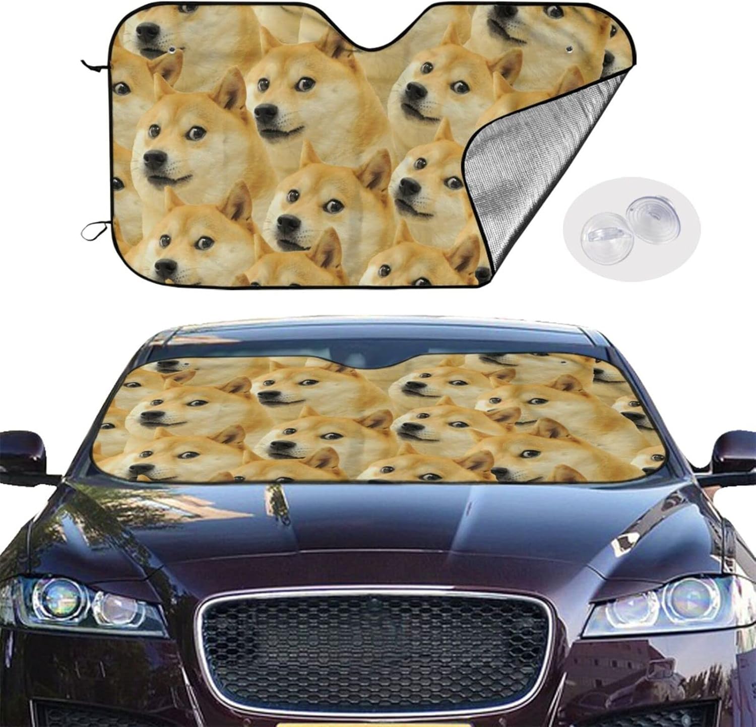 Funny Doge Emoticon Shiba Inu Car Windshield Sunshade sold by ...
