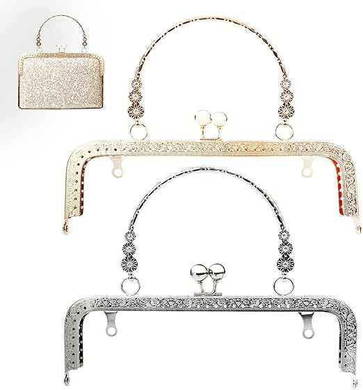 Amazon.com: 2 PCS Purse Clasp Frame with Handle, Metal Kiss Lock Clasp ...