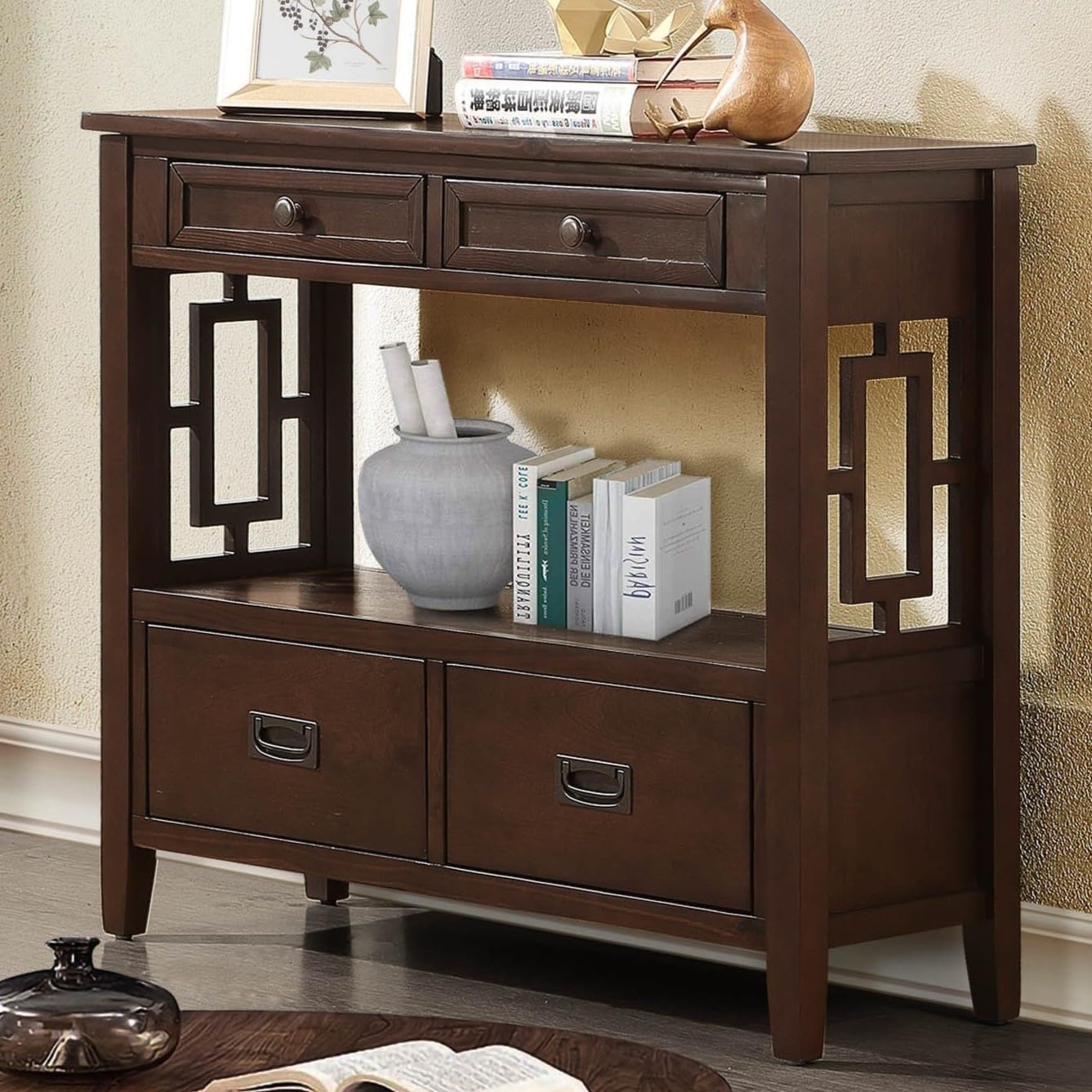 Amazon.com: HMFULE 36" Country Farmhouse Console Table with 4 Drawers ...