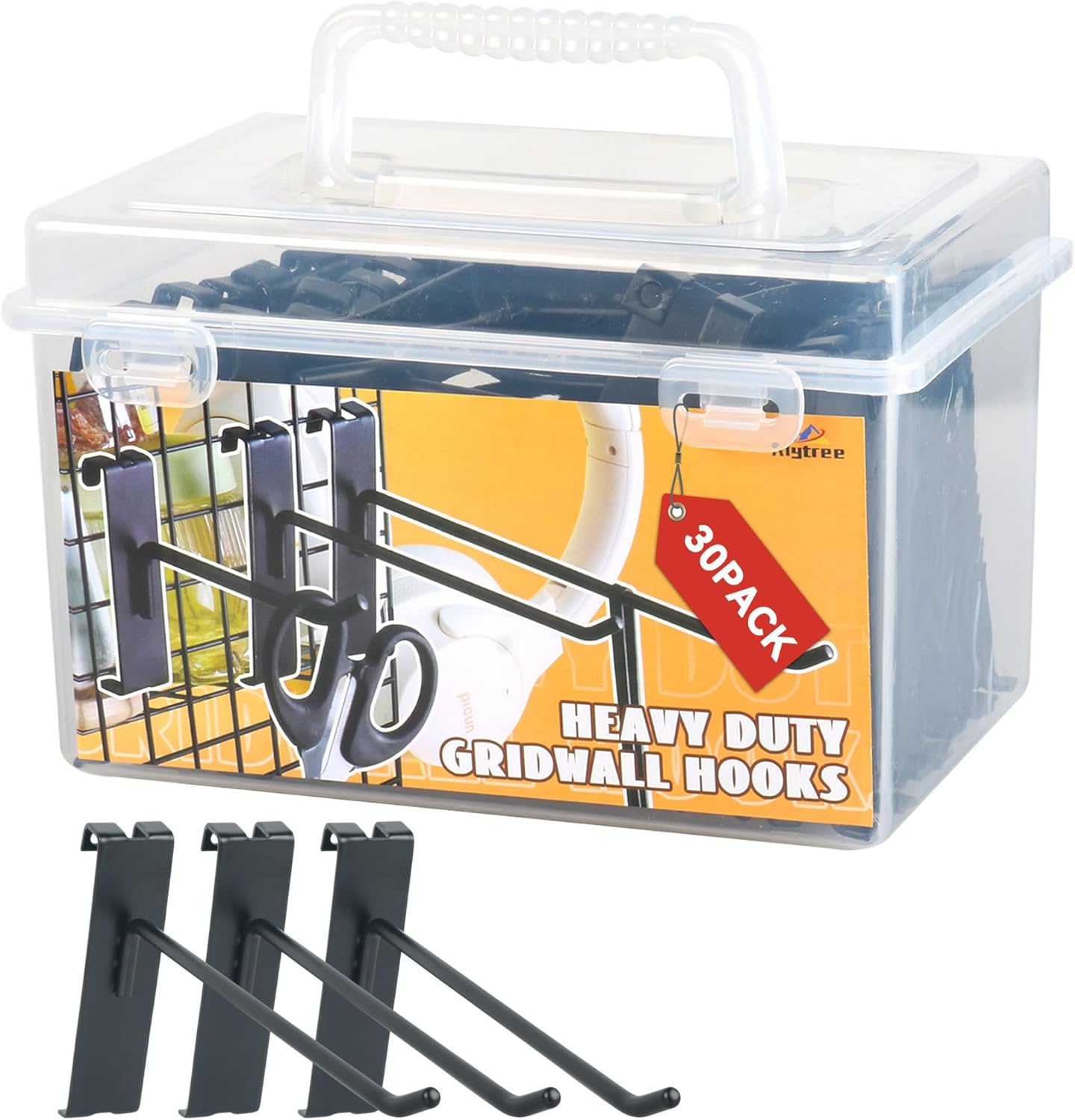 Amazon.com: Alyoen Gridwall Hooks 4in, 30 Pack Grid Wall Hangers, Black ...