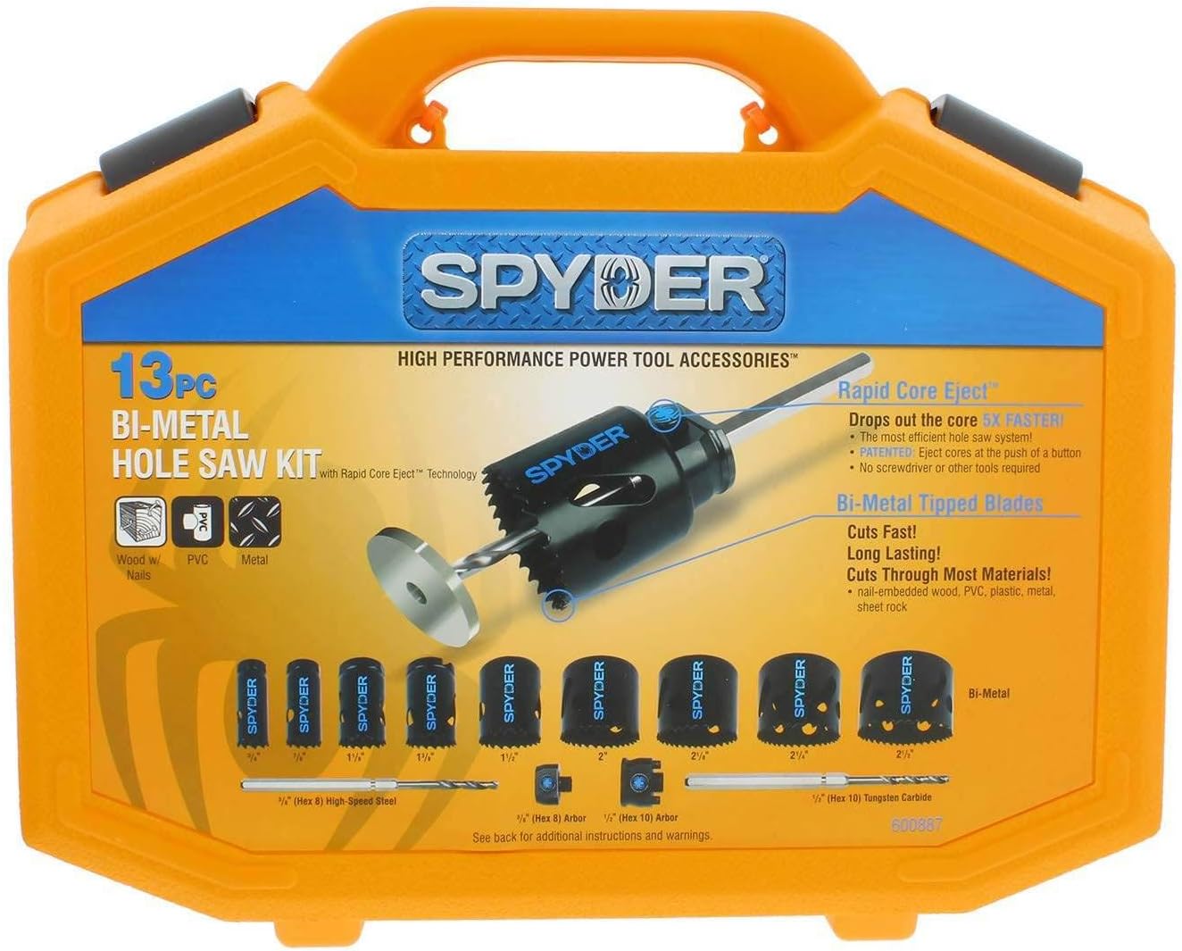 Spyder 600887 13 Piece Bi-Metal Hole Saw kit : Amazon.ca: Tools & Home ...