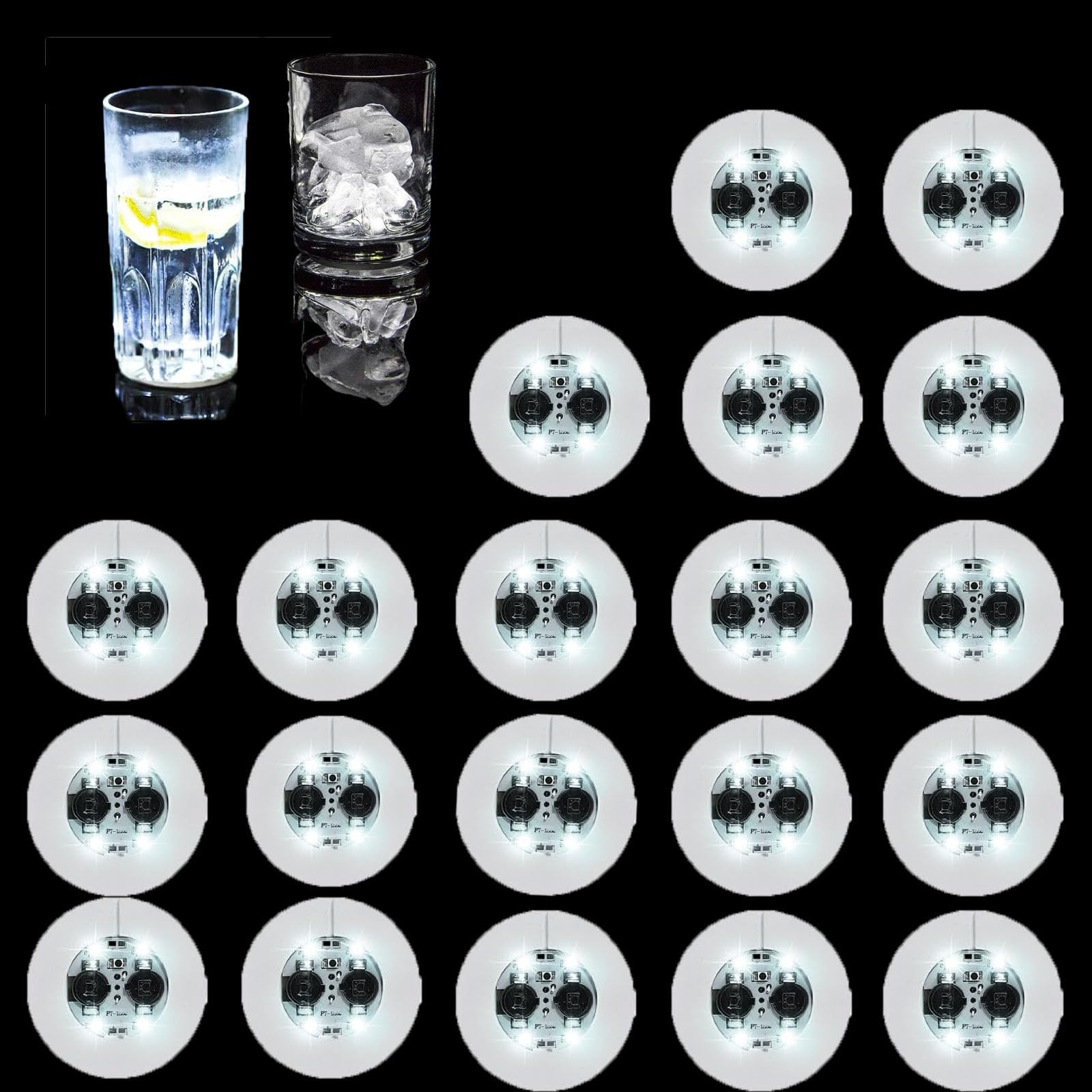 Amazon.com: 20Pcs LED Coaster Round Flash Cup Mat Sticker Lights for ...