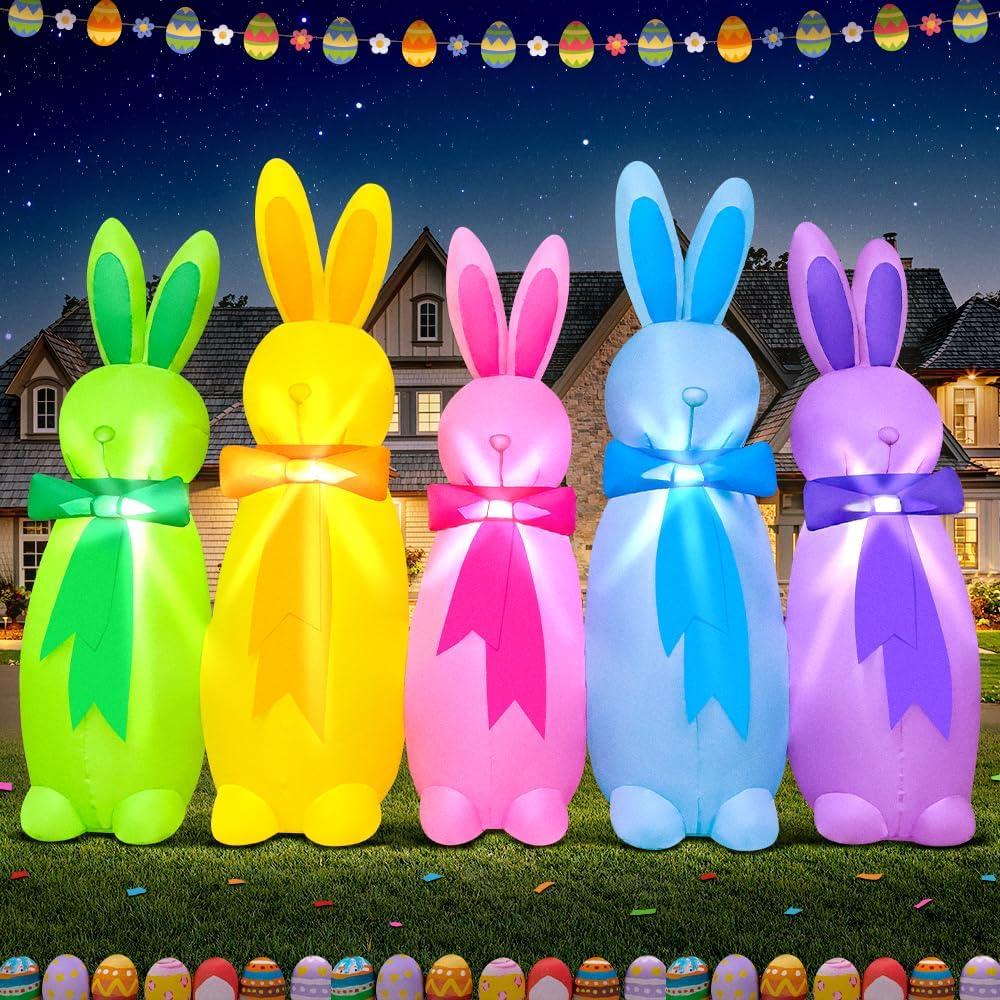 Amazon.com: 8FT Easter Inflatable Bunny Outdoor Decorations with Egg ...