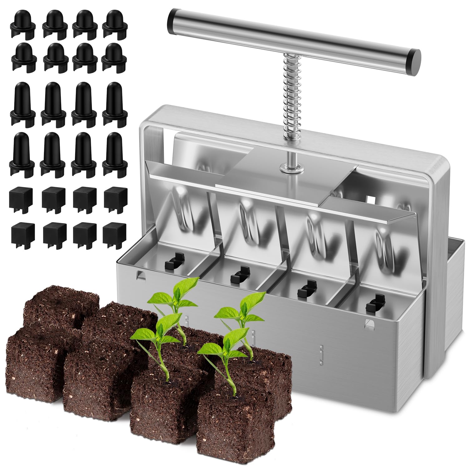 Soil Blocker 2 Inch 8 Cell Upgraded Soil Block Maker Heavy Duty with ...