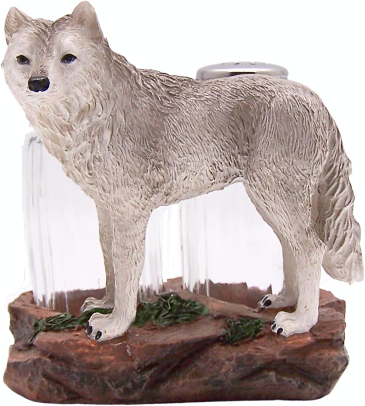 Amazon.com: Rustic Wolf on Rock Salt and Pepper Shaker Holder - 4.25 ...