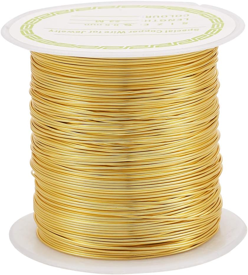 Beadthoven 24Gauge/0.5mm Tarnish Resistant Golden Copper Wire 75 Ft/23M ...