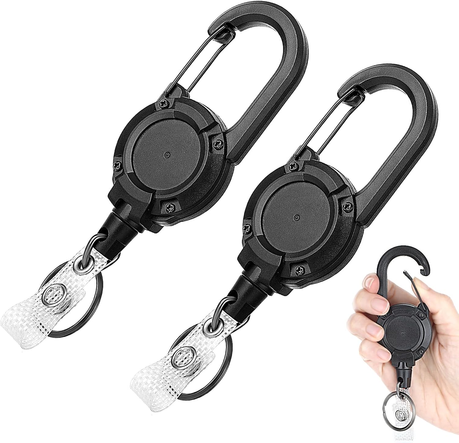Amazon.com: Abeillo 2 Pack Retractable Keychain, Heavy Duty Carabiner ...