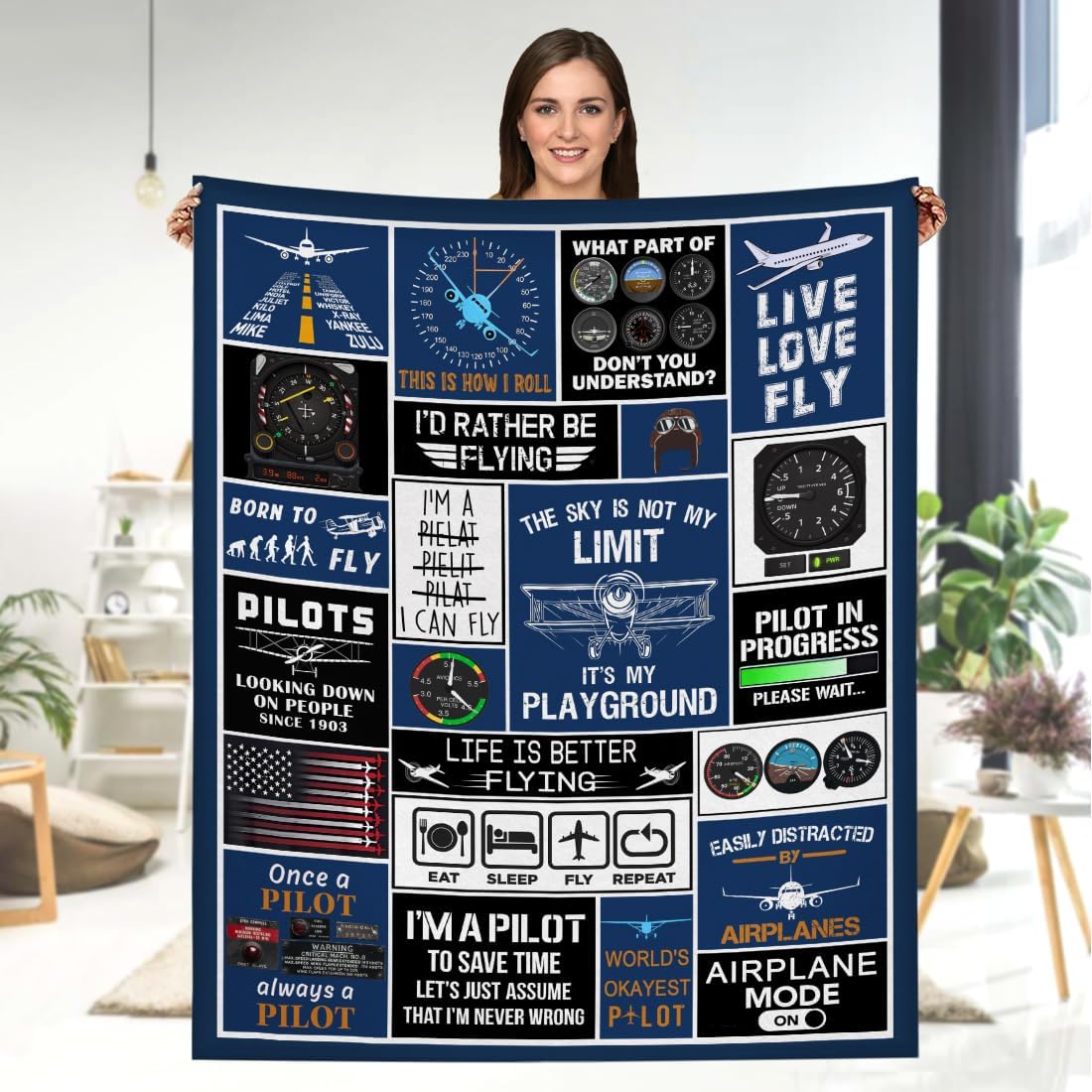 Amazon.com: peakman Pilot Gifts Blanket,Pilot Gifts Aviation Men,Pilot ...